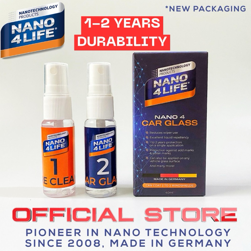 NANO4LIFE with 1 to 2 years durability Nano4-CarGlass MADE IN GERMANY ...