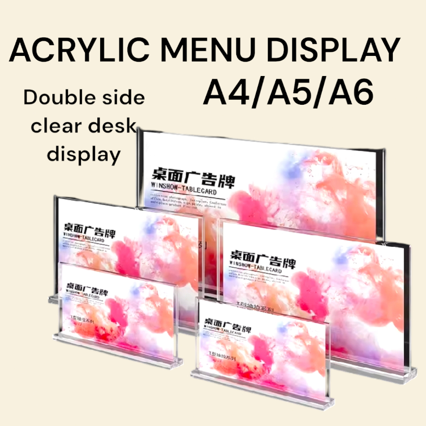 A4 A5 A6 Acrylic Menu Display Stand Double Side Clear Desk Display T ...