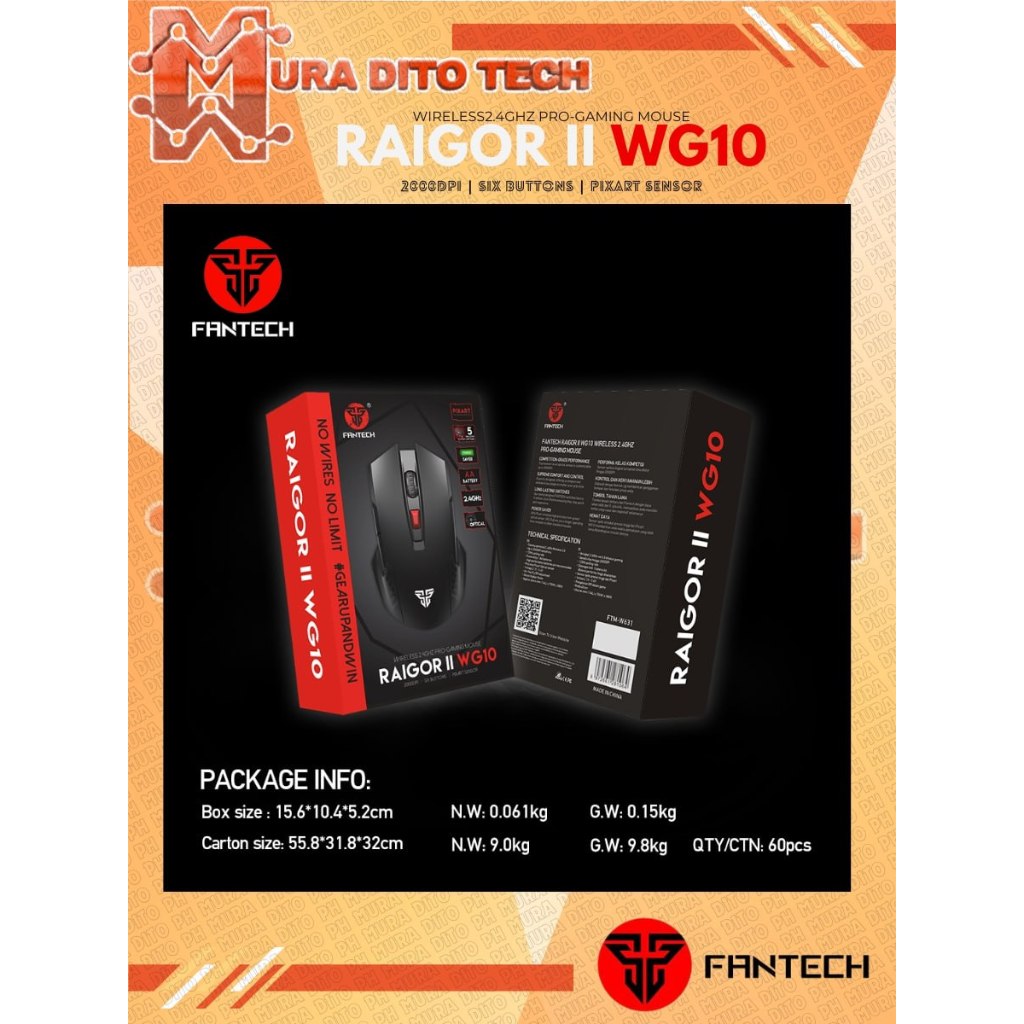 Fantech Raigor II WG10 Wireless Gaming Mouse 2000 DPI 2.4 Ghz Pro ...