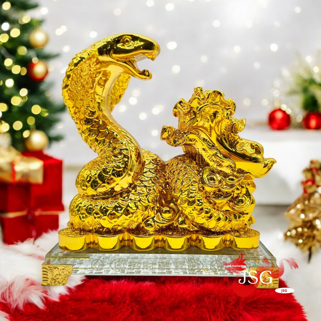2025 Lucky Snake With Glass Stand Resin Figurines Decoration for Luck ...