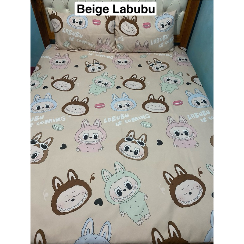 Beige Labubu Full Garter Premium Canadian Cotton Bedsheets and ...