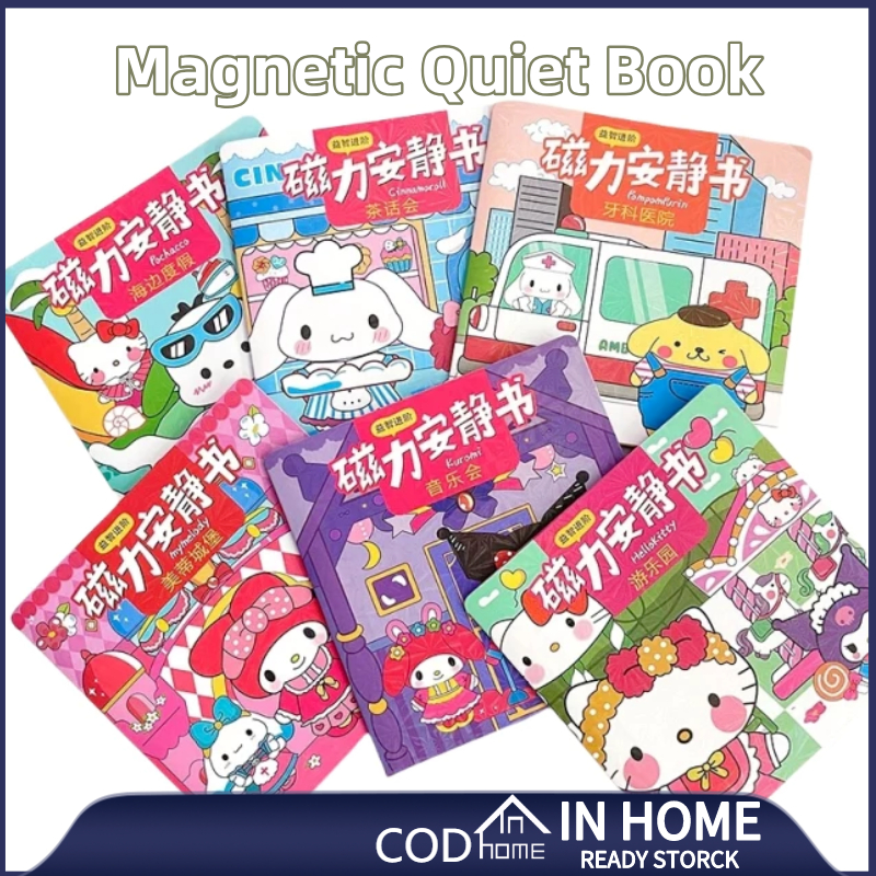 Cartoon Magnetic Toy Paper Doll House Book Set Magnetic Quiet Book DIY ...