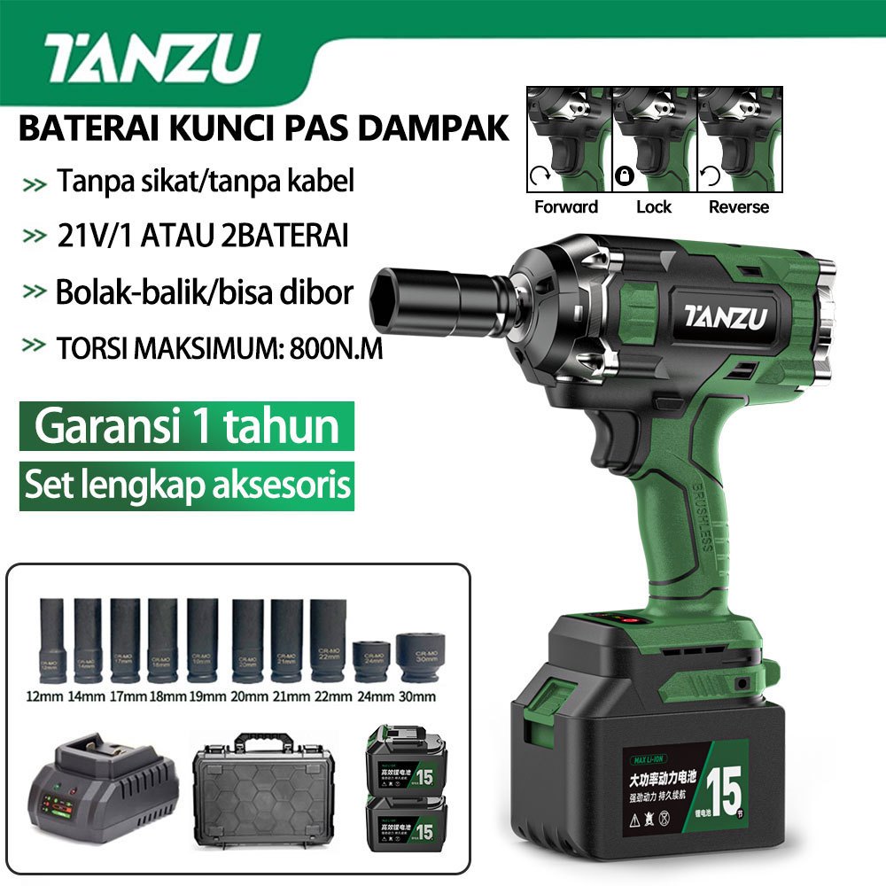 TANZU 800NM Electric lmpact Wrench 1/2' Cordless Brushless Screwdriver ...