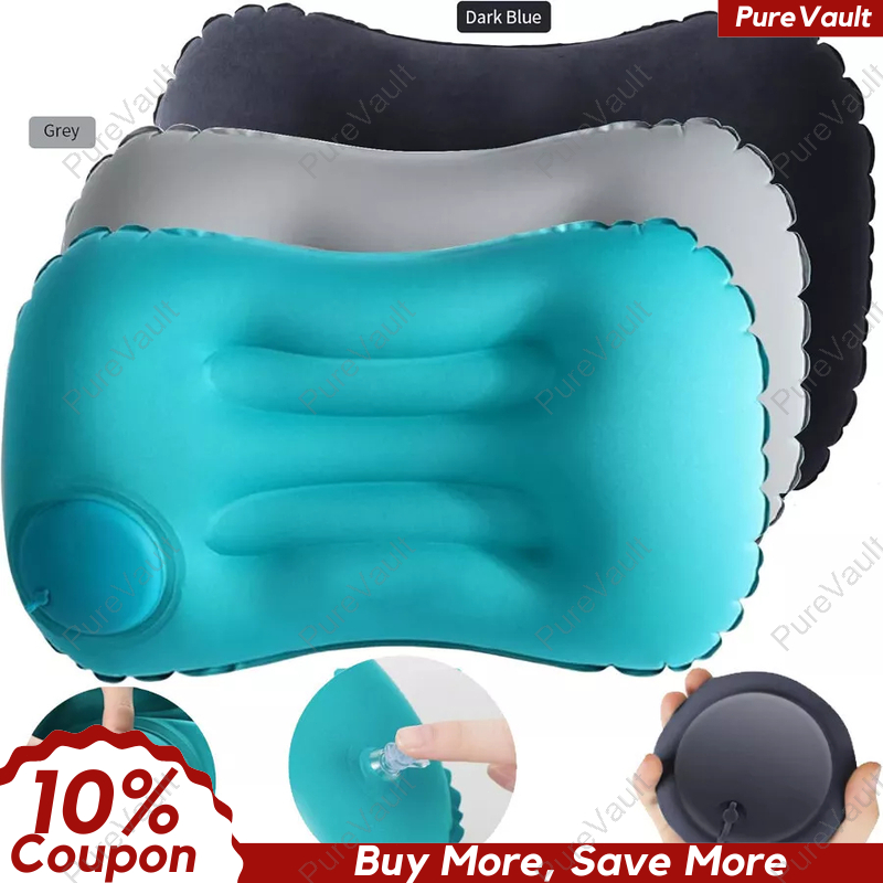 PureVault Inflatable Travel Pillow Buy 1 Take 1 with Press Pump Design ...