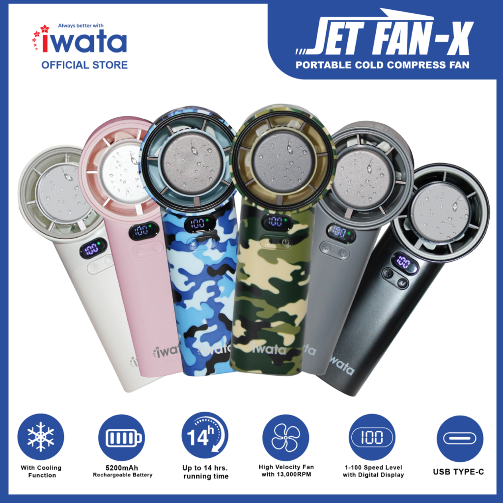 Iwata Jet Fan-X Portable and Rechargeable Cold Compress Fan 5200 mah | Shopee Philippines