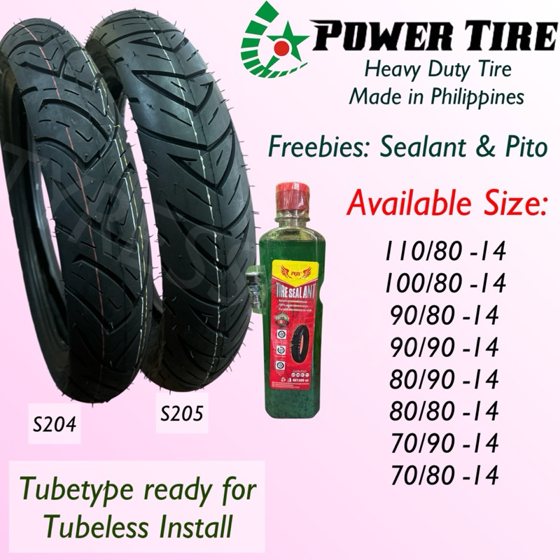 POWER TIRE size 14 for SCOOTER Free Sealant/Pito, Tubetype ready ...