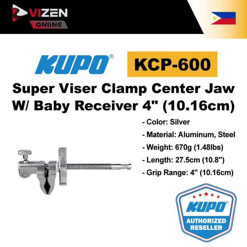 KUPO KCP-600 Super Viser Clamp Center Jaw W/ Baby Receiver 4" (10.16cm) | Shopee Philippines