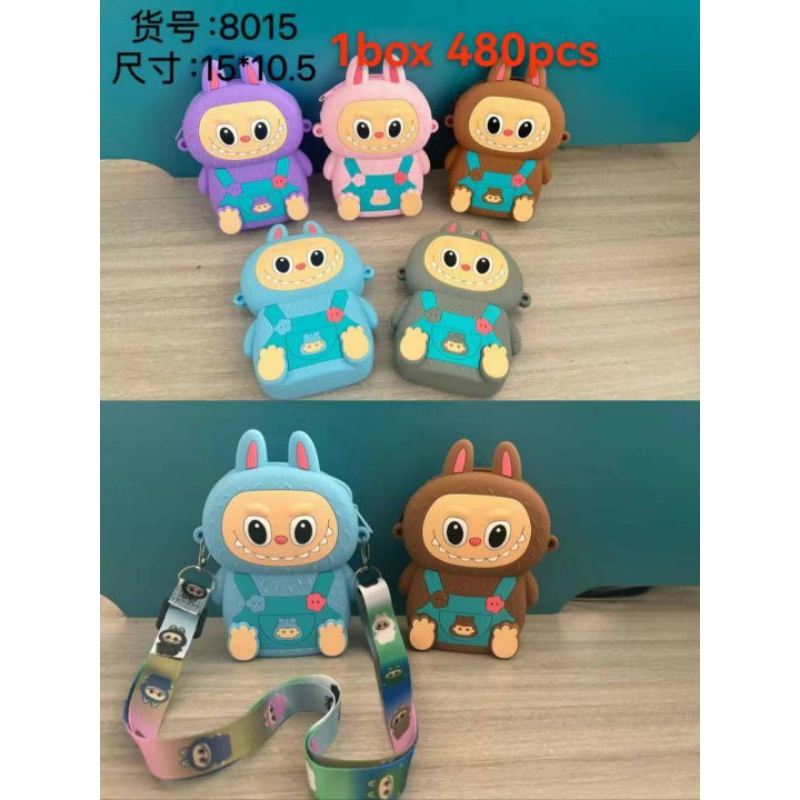 Labubu Cartoon Silicone Crossbody Bag w/ Zipper for Kids | Shopee ...