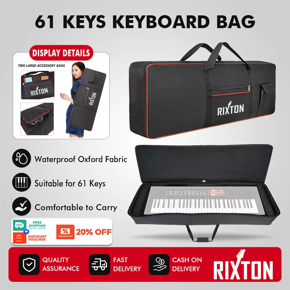 RIXTON Electronic Piano Bag Keyboard Case 61 Keys Keyboard Instrument ...
