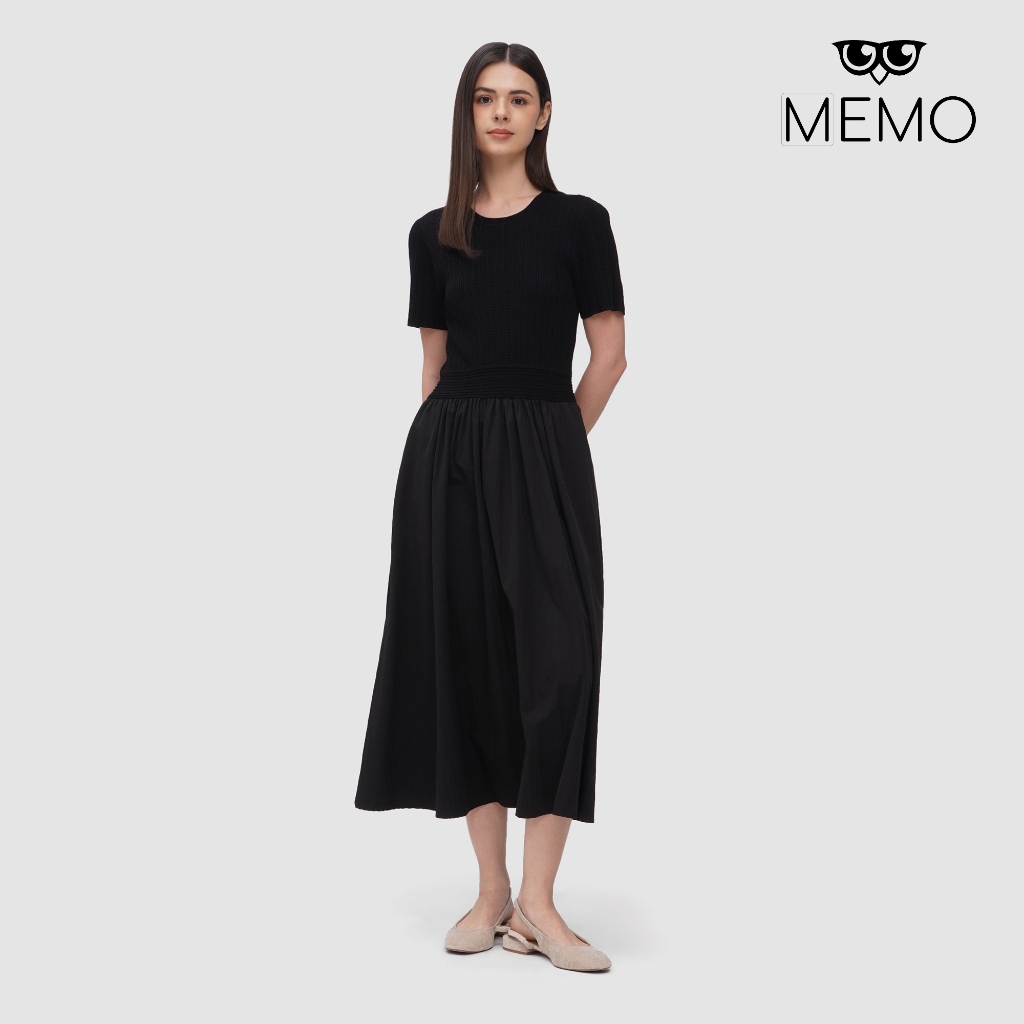 Memo Hybrid Maxi Dress For Women (Black/Olive) | Shopee Philippines
