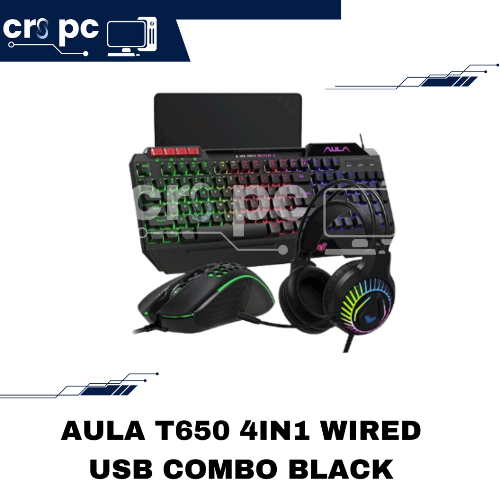 AULA T650 4IN1 WIRED USB COMBO BLACK | Shopee Philippines