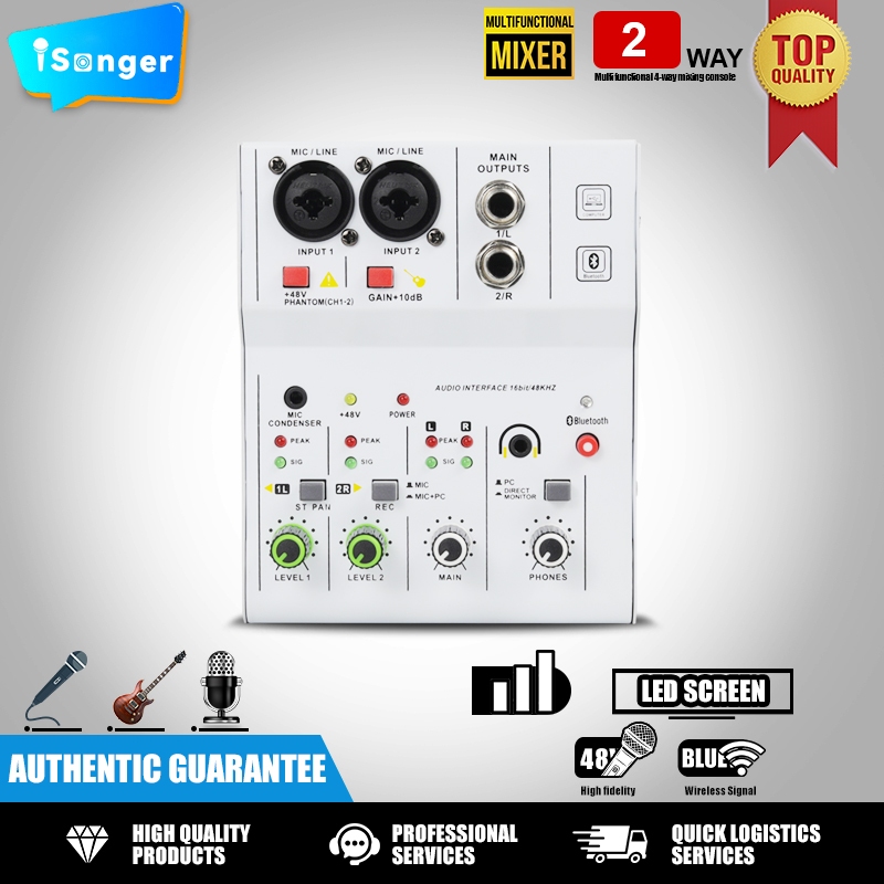 isonger Mixer, Portable USB, DJ Mixing Console, 2/4 Channel Band Mixing ...