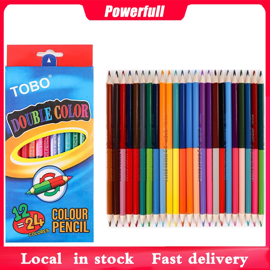 Dual color pencil dual color lead 24 cores colored pencil oil-based ...