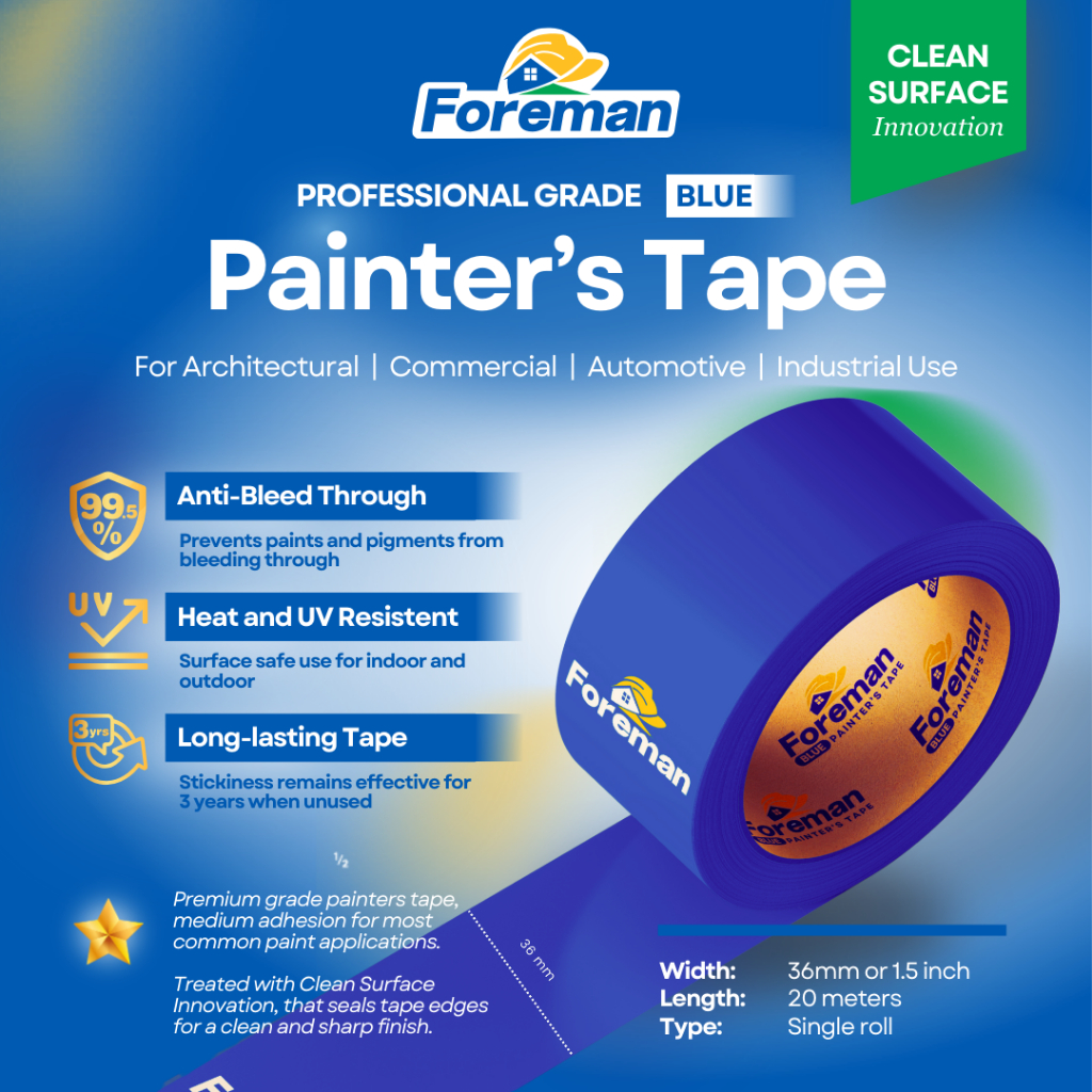 Foreman Blue Painters Tape - [Size] 36mm (width) x 20M (Length ...