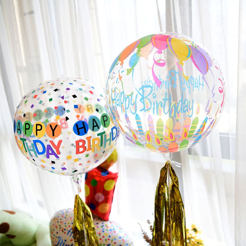 【⚡SD】Double Sided Transparent Balloons Festive Scene Happy Birthday ...