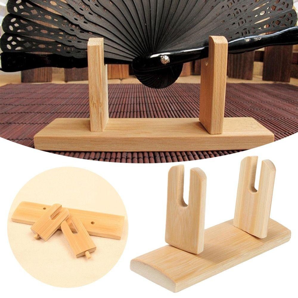 Chinese Wooden Hand Fan Stand Traditional Fan Display Holder Bamboo ...