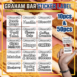 Label Sticker Graham Bar Black & White Print dessert label 40x30mm ...