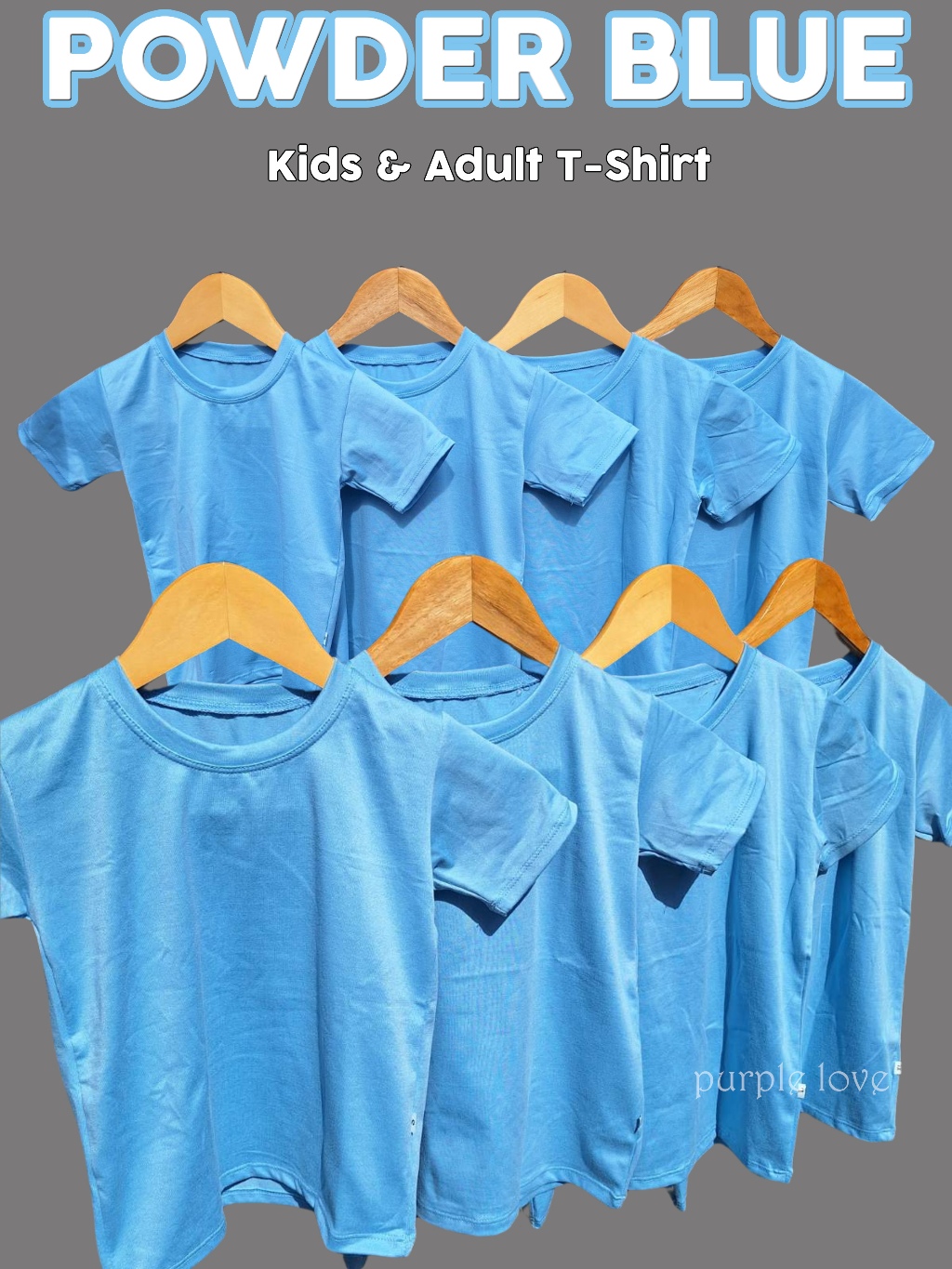 POWDER BLUE PLAIN TSHIRT for Kids & Adult Cotton Spandex Good for ...