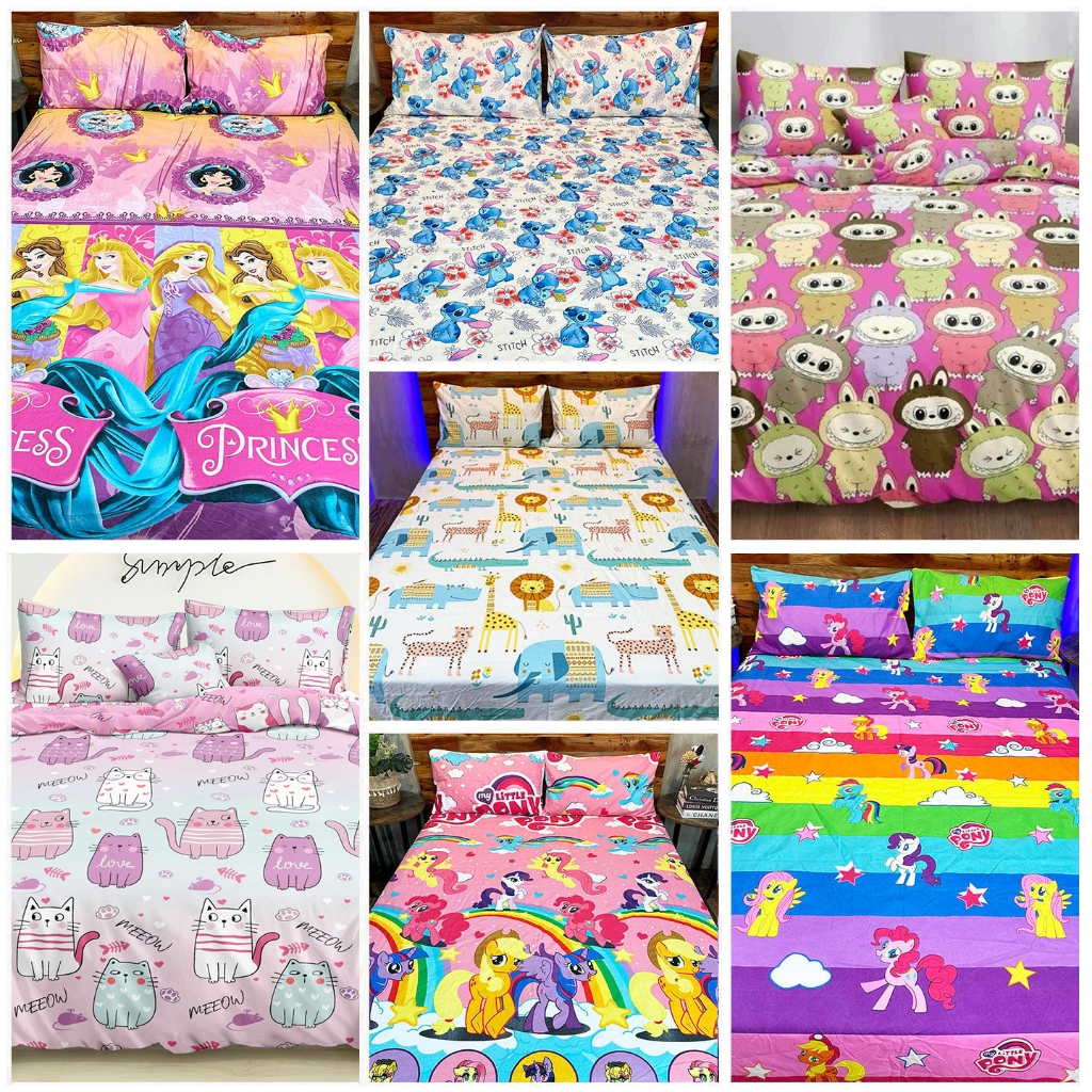 Kids Bedsheet Canadian Cotton - Dinosaur Cats Princess Girls Stitch ...