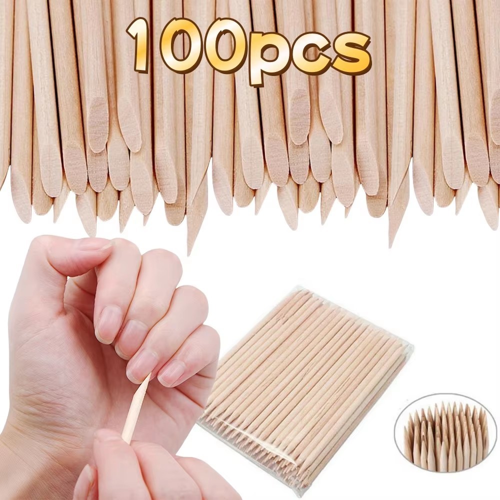 50-100pcs/bag Wooden Cuticle Pusher Stick Pedicure Manicure Cleaning ...