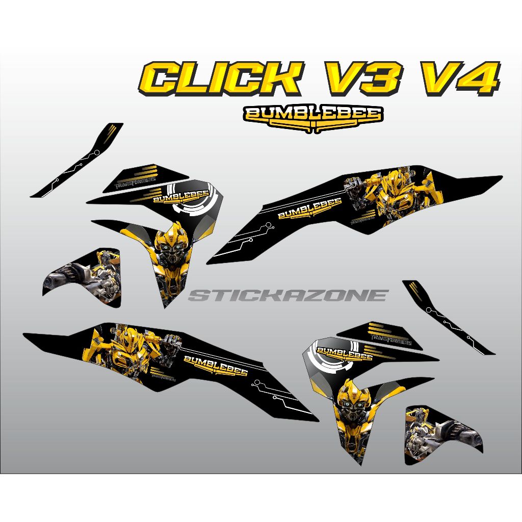 HONDA CLICK V3 STOCK CUSTOM STICKER DECALS - BUMBLE BEE DESIGN | Shopee ...