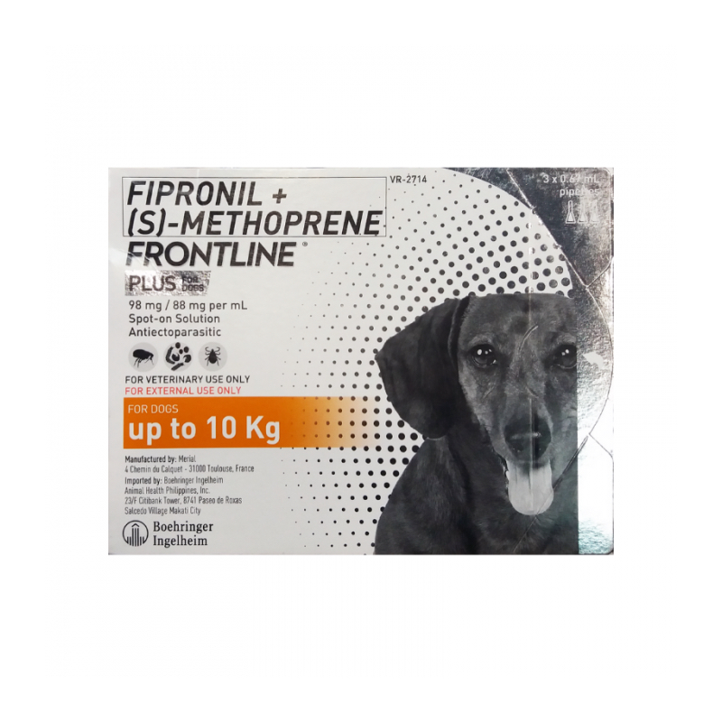 FRONTLINE PLUS TICK AND FLEA DROPS FOR SMALL BREED DOGS UP TO 10KG 3X0 ...