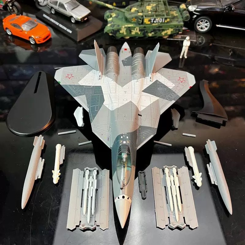 Aircraft Modle 1/100 Level SU 57 Fighter Jet Die Cast Invisible ...
