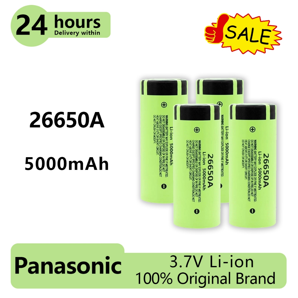 Panasonic 26650A Rechargeable Battery 5000mAh and 3.7v Battery Pack (2 ...