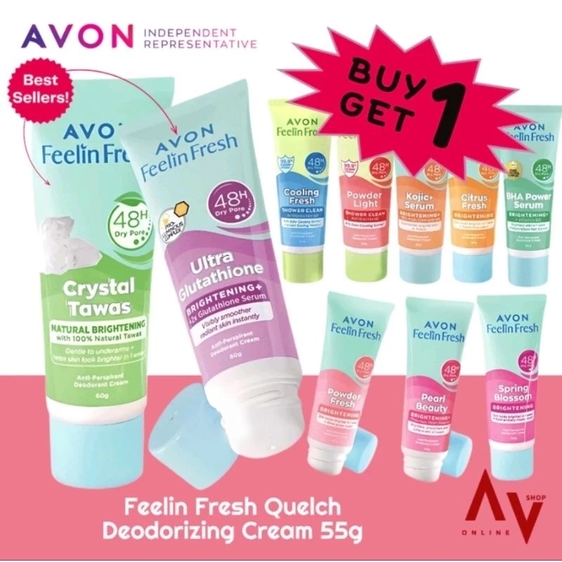 AVON Feelin Fresh Quelch Crystal Tawas Anti-Perspirant Deodorant Cream ...