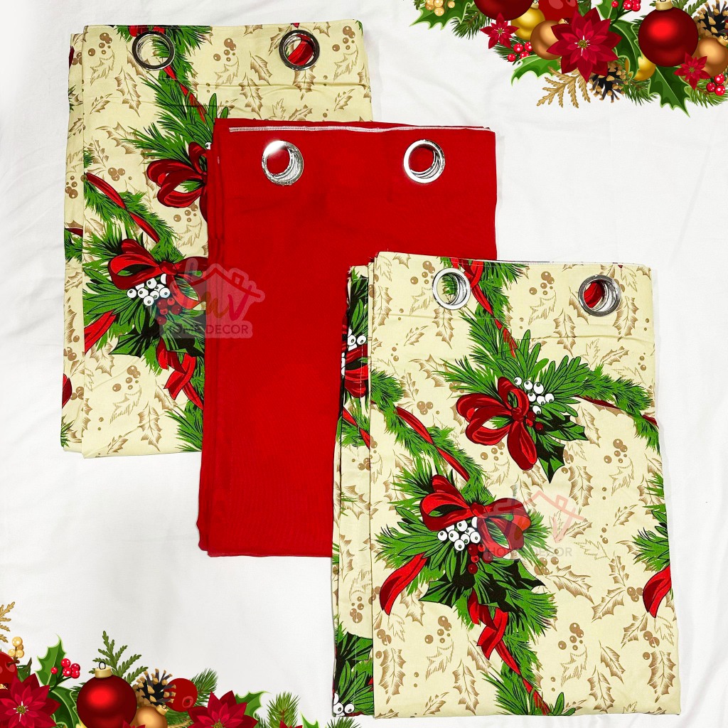 Christmas Ribbonette Ring Curtain Sold Per Piece and Per Set 7 feet ...