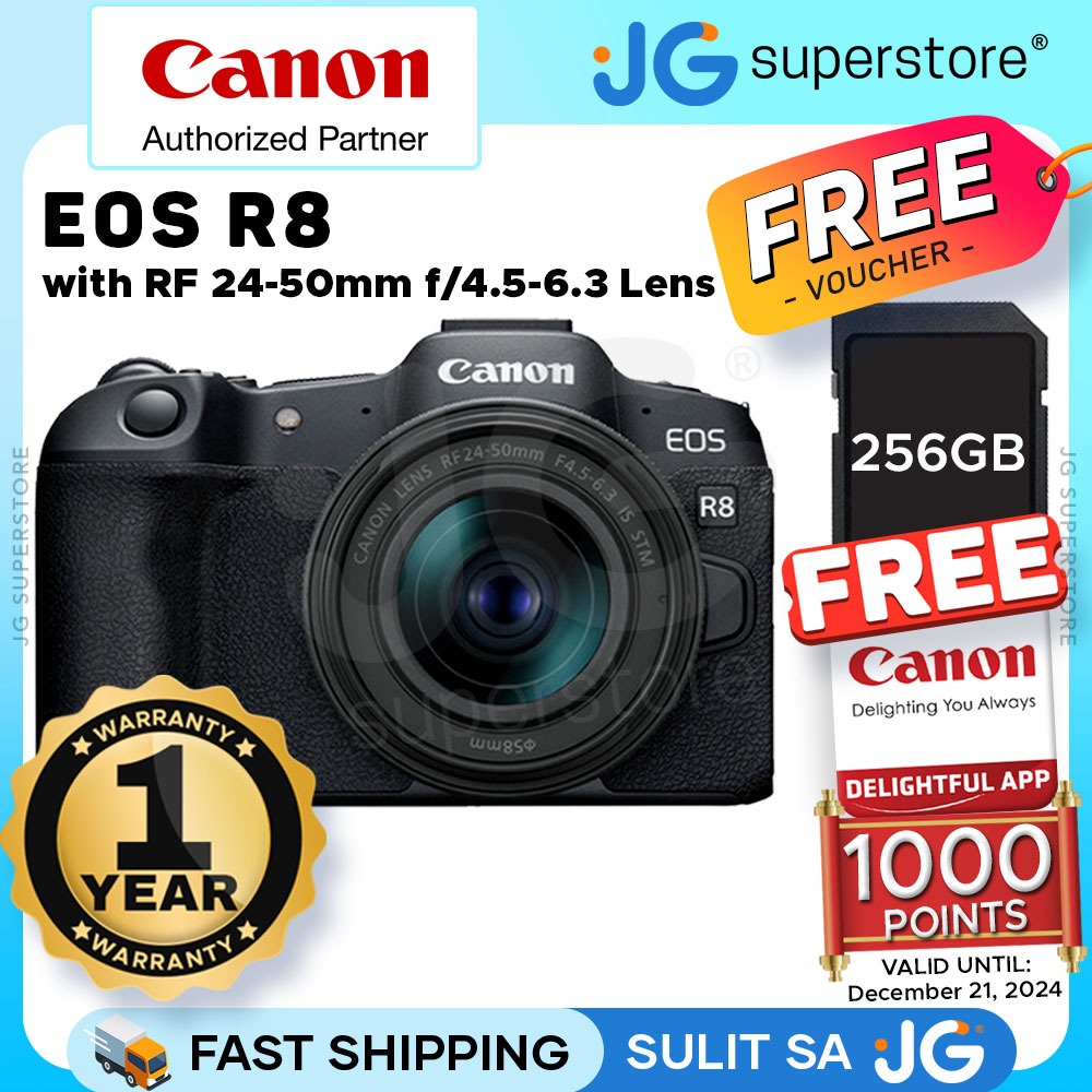 Canon EOS R8 4K UHD Full Frame Mirrorless Camera with RF 24-50mm IS STM ...
