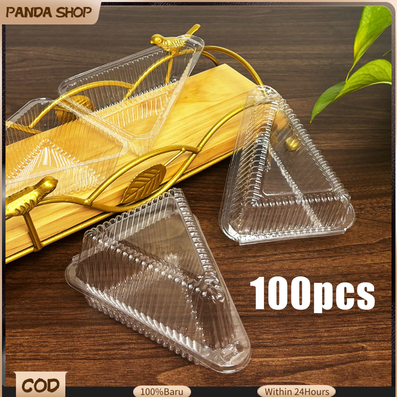100pcs Slice Cake Container Triangle Cake Box Clamshell Box Disposable ...
