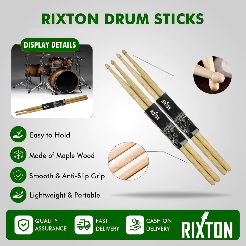 RIXTON 5A/7A Wood Drumsticks Professional Drum Sticks for Beginners ...