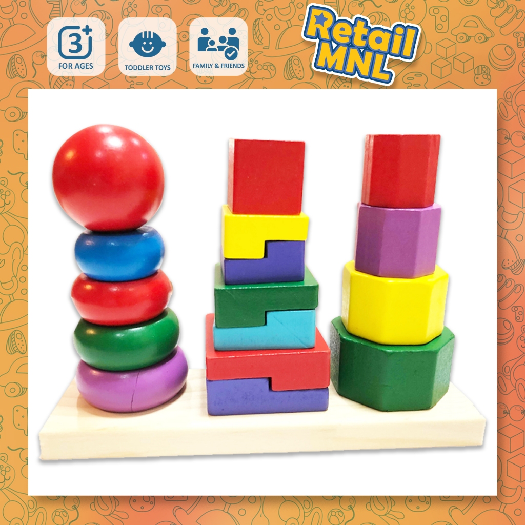 Retailmnl Geometric Stacker Toddler Toy Developmental Toys 25 colourful ...