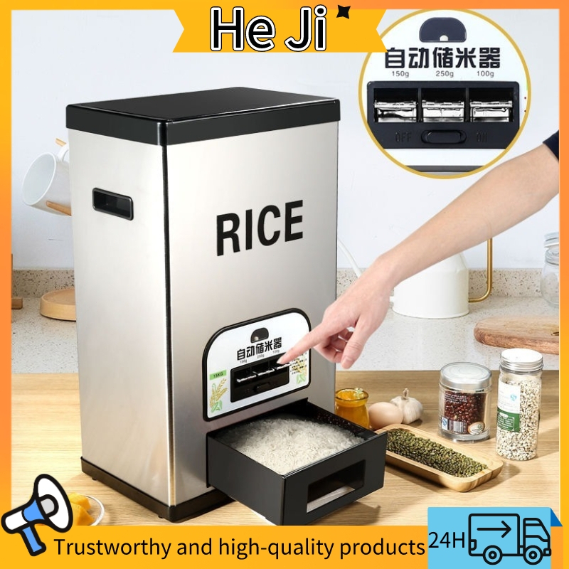 10kg/15KG/25KG Stainless steel Rice Dispenser Automatic Rice Storage ...