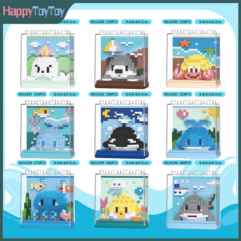 Underwater World Animals Set Bricks Toys Shark Dolphin 3D Model Mini ...