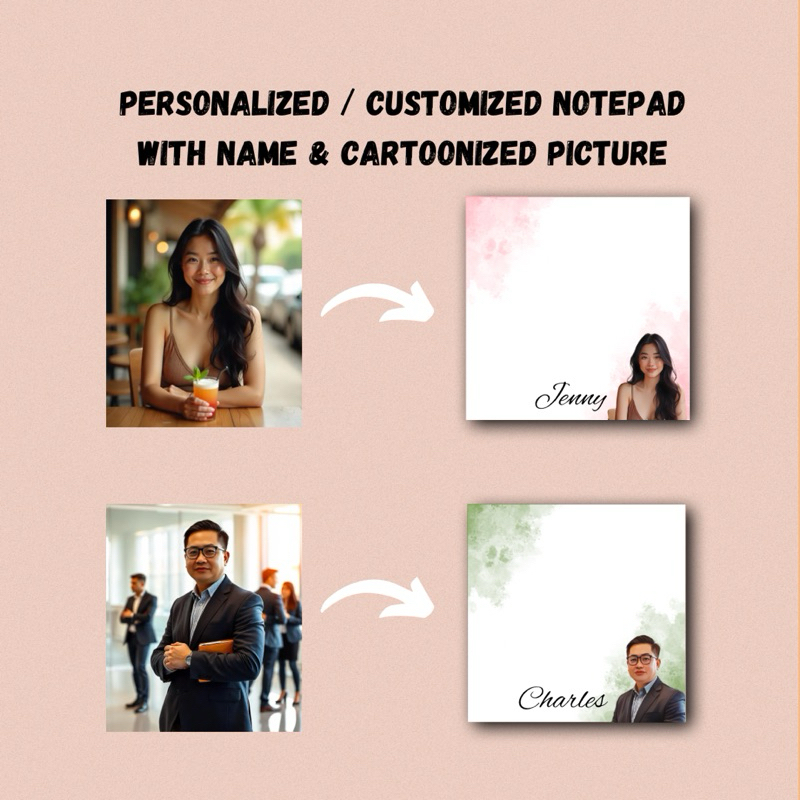 Personalized / Customized Notepad with Cartoonized Photo for Personal ...