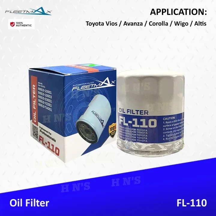 Fleetmax Oil Filter Toyota Vios / Avanza / Corolla /Wigo / Altis ( FL ...