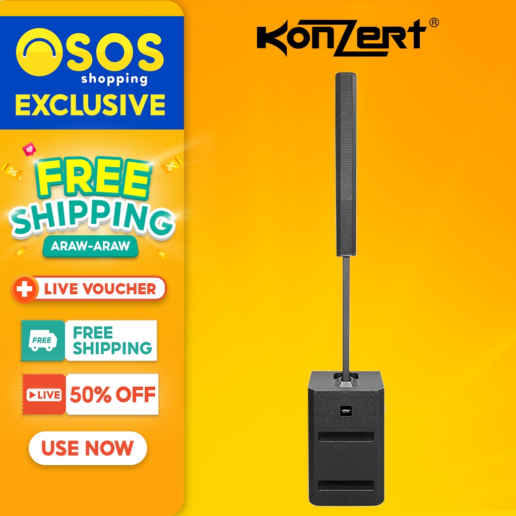 KONZERT Professional Column Speaker w/ Bluetooth & DSP-12" Woofer 1200W Max SOUNDPOST 12+ •OSOS ...