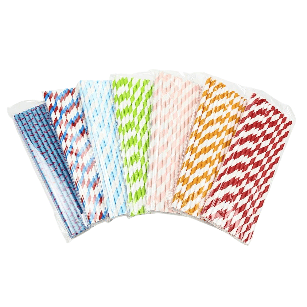 100pcs Biodegradable Colored Paper Straws for Party Drinks (20cm ...