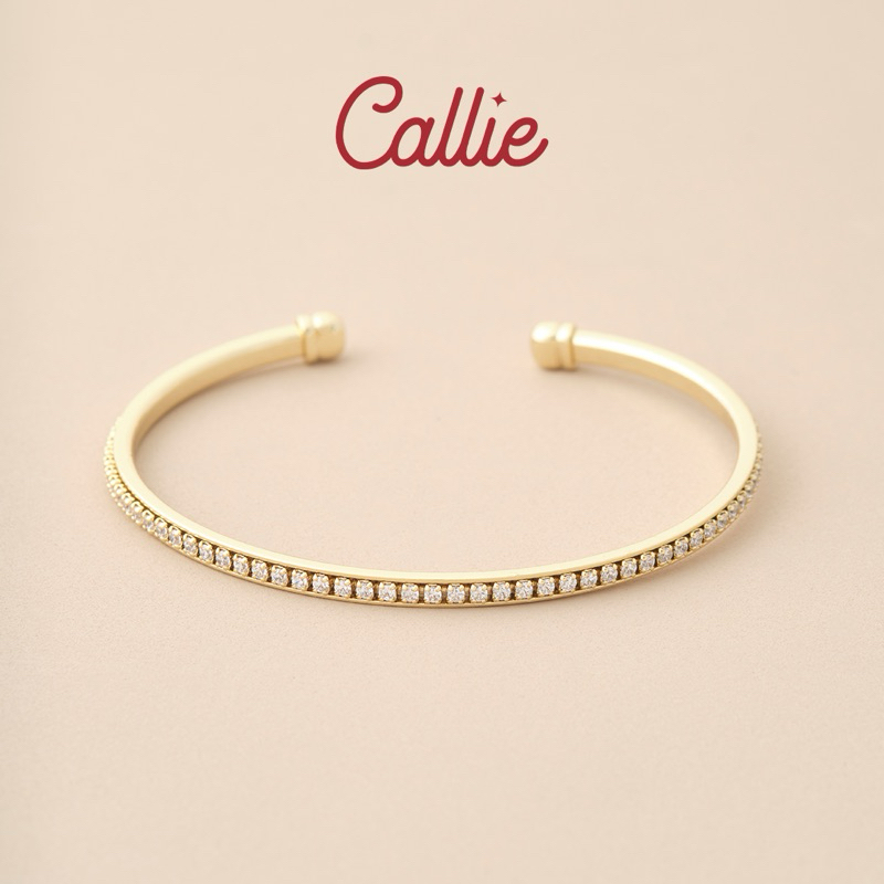 Callie 14k Gold Plated Premium Minimalist Adjustable Gold Bangle Shop ...