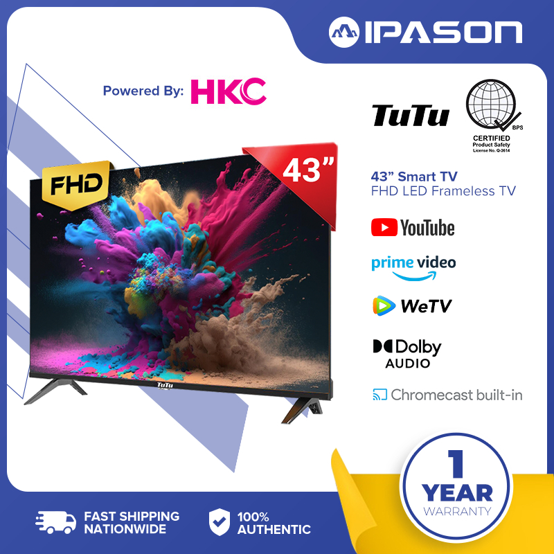 Ipason x TuTu 43 inch Smart TV (Powered by HKC) FHD LED Widescreen ...
