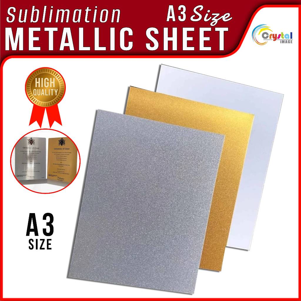 A3 Sublimation Metal Sheet | Glittered (Gold | Silver | White) Plaque ...