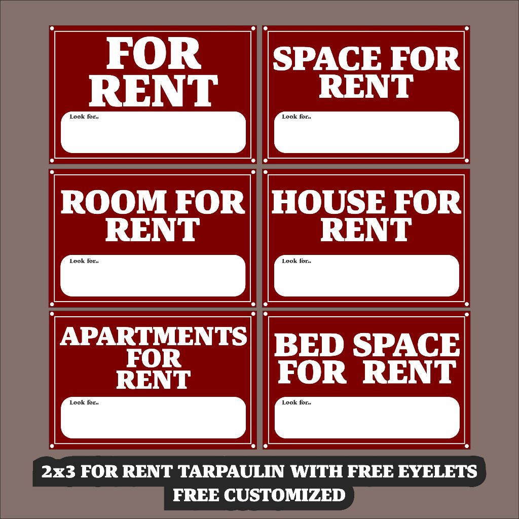 FOR RENT TARPAULIN 2X3 FEET WITH EYELETS / FREE CUSTOMIZE NAME AND ...