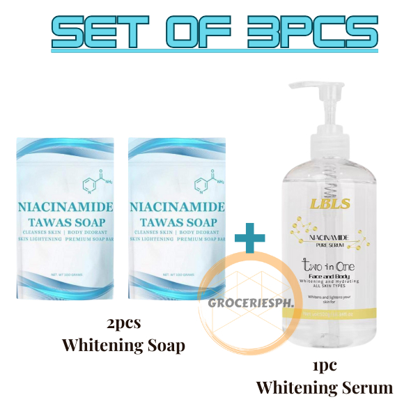 Set of 3 pcs LBLS NIACINAMIDE Pure Serum Tawas Soap Face and Body ...