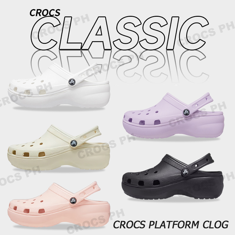 Crocs Women Classic Platform Glitter Clog For Woman With Free Jibbitz And Ecobag | Shopee ...