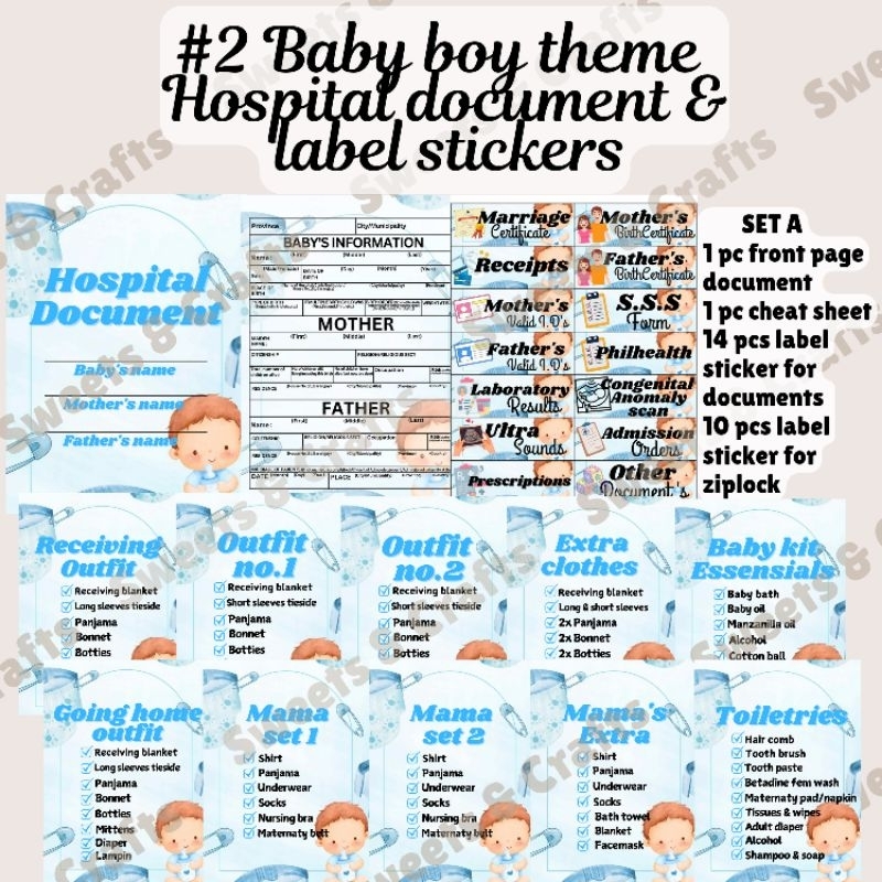 baby boy theme hospital document & ziplock label stickers | Shopee ...