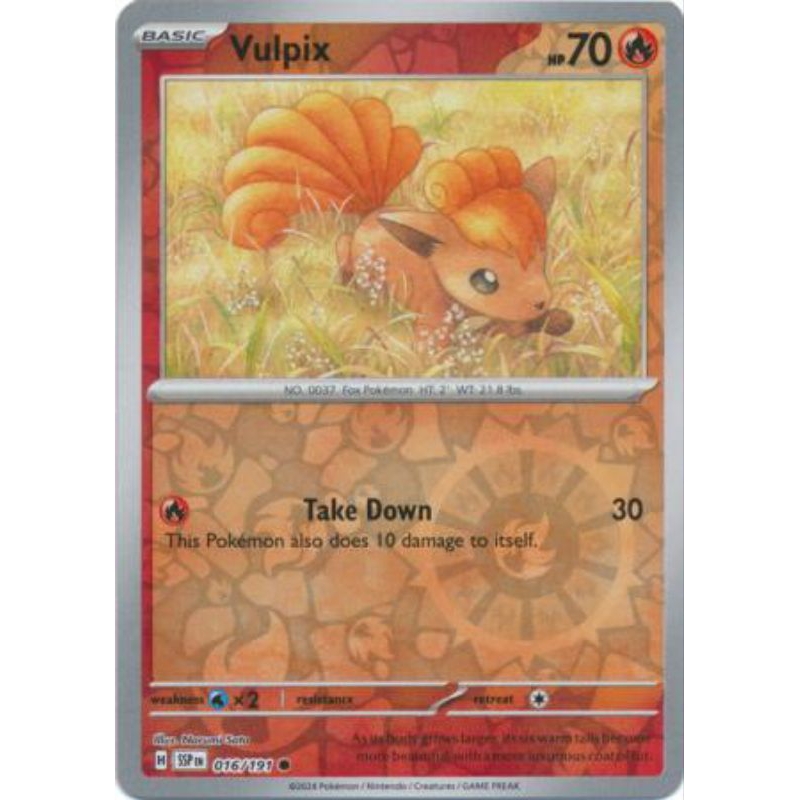 Pokemon Card, Vulpix 016/191, Common Reverse Holo. (ENGLISH TYPE ...