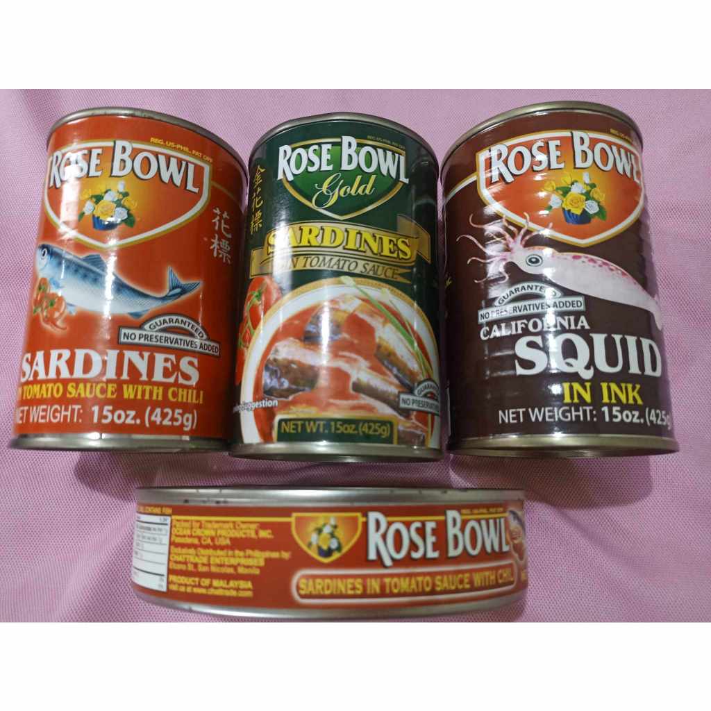 Rose bowl sardines Hot/Gold/Squid in Ink 425g (Choose Variation ...