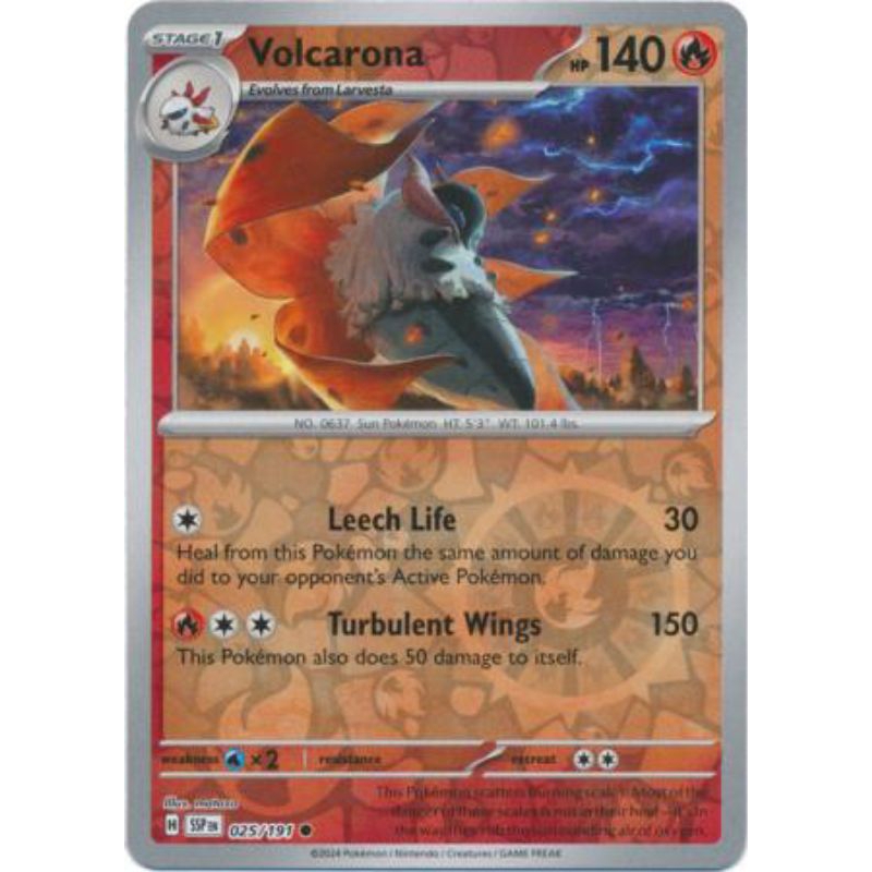 Pokemon Card, Volcarona 025/191, Common Reverse Holo. (ENGLISH TYPE ...
